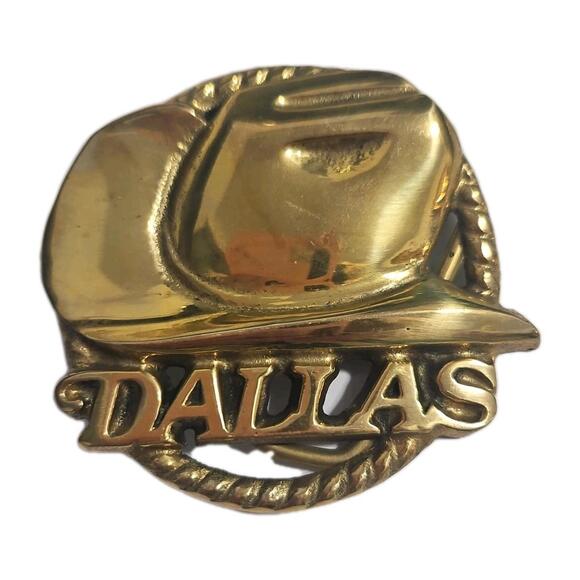 Other | Dallas Solid Brass Belt Buckle W Cowboy Hatroperodeo Texas ...
